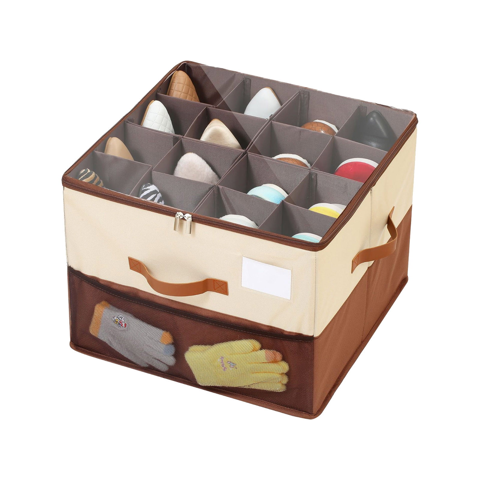 Elainilye Fabric Covered Stackable Shoe Storage Box, Breathable Closet ...