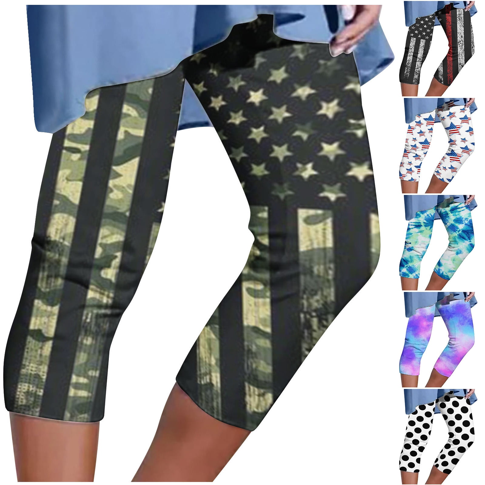 Elainilye Fashion Capri Yoga Pants For Women Athletic Cropped Pants