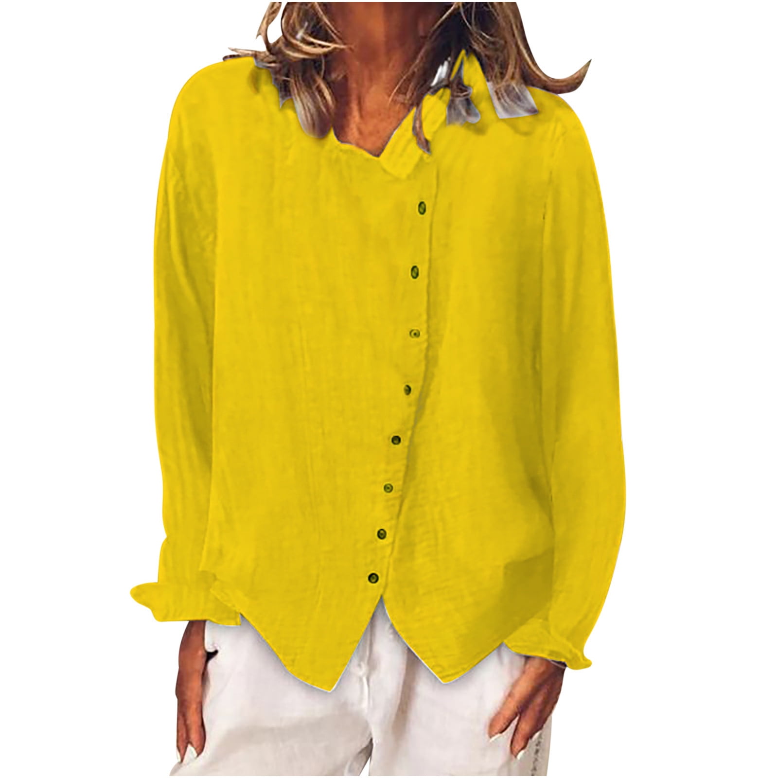 Elainilye Fashion Christmas Long Sleeve Shirt Henley Solid Button