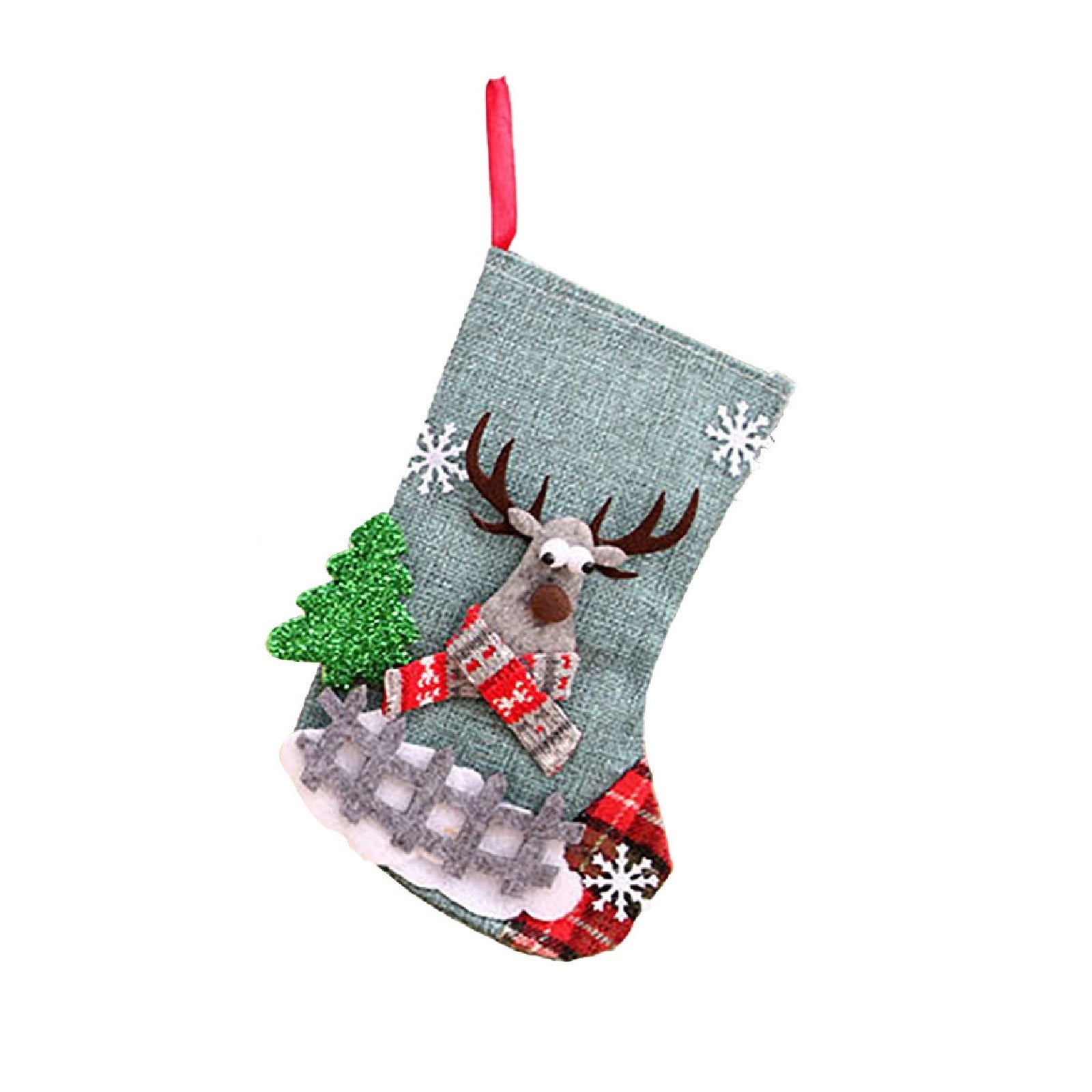 Elainilye Fashion Christmas Stocking Santa Stocking Plush Knitting Sock ...