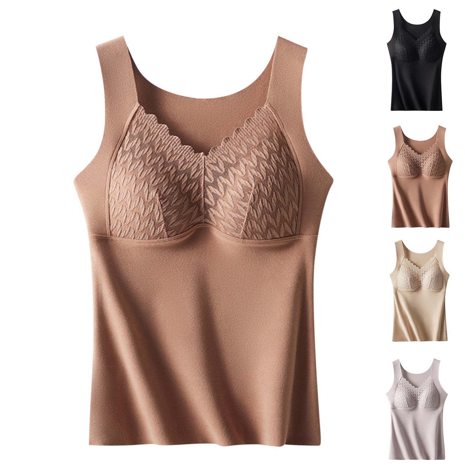 Elainilye Fashion Compression Shirt Women Winter Self-heating Lace Warm Undershirt Seamless ...