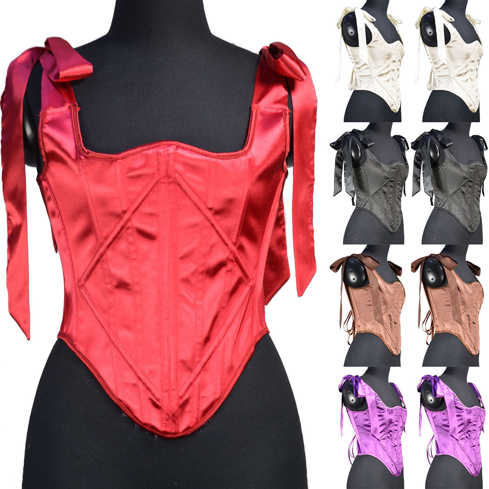 Elainilye Fashion Corset Tops for Women Casual Sexy Eyelet Lace-up ...