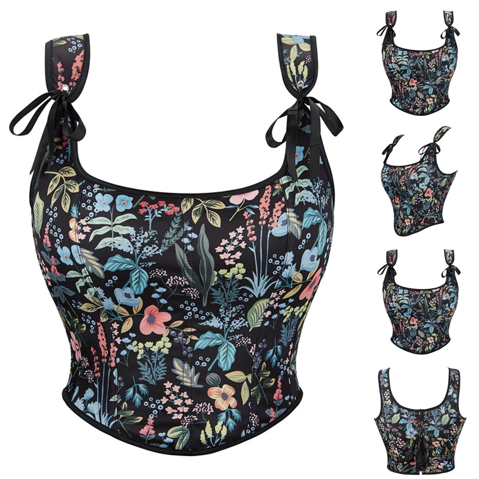 Elainilye Fashion Corset Tops for Women Lace Patchwork Color Gothic ...