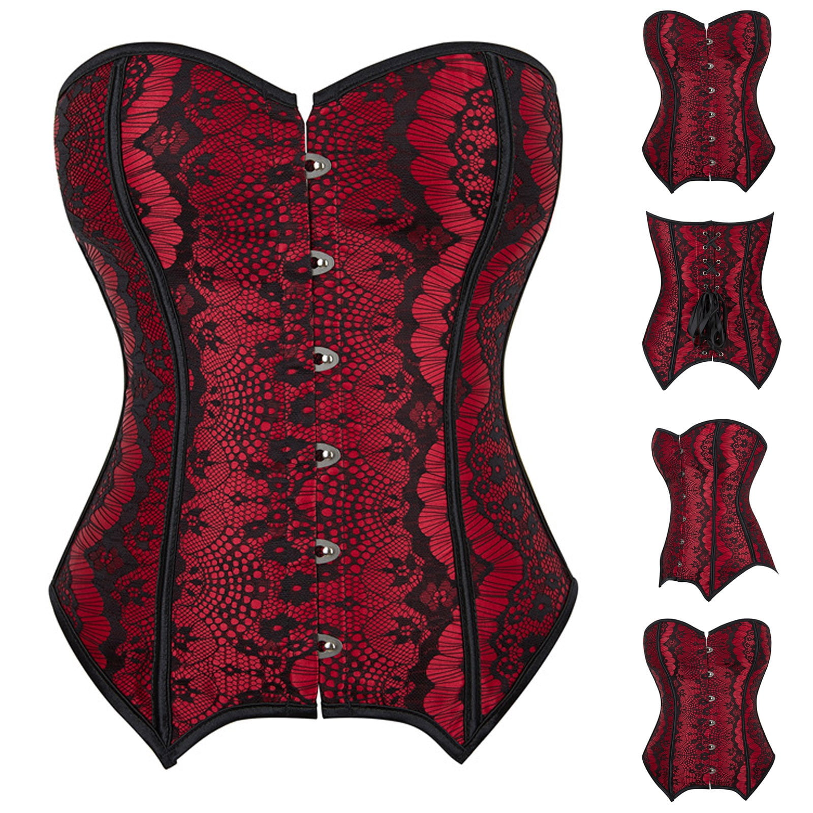 Elainilye Fashion Corset Tops for Women Lace Patchwork Color Gothic ...