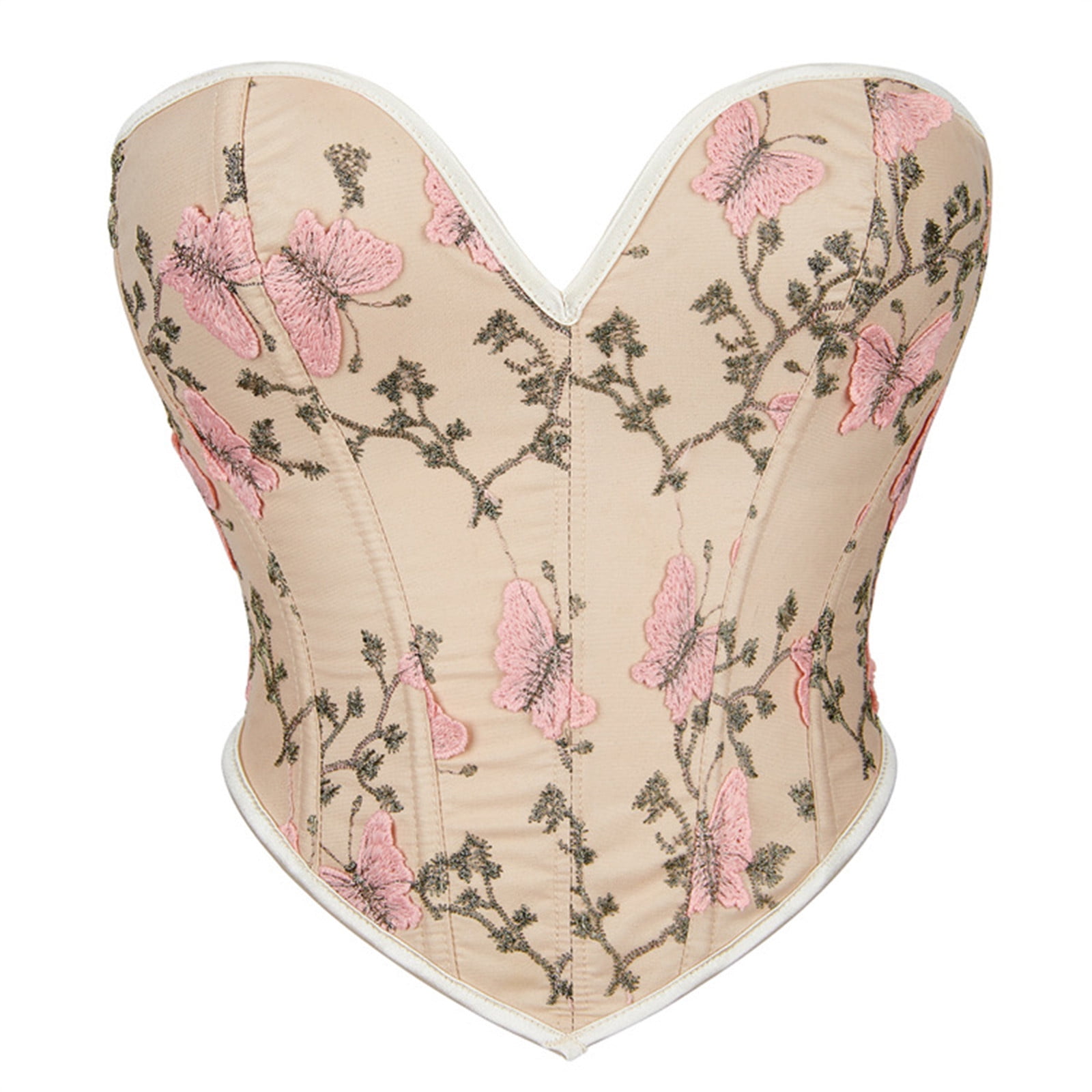 Elainilye Fashion Corset Tops for Women Rose Print Court Tummy Control ...