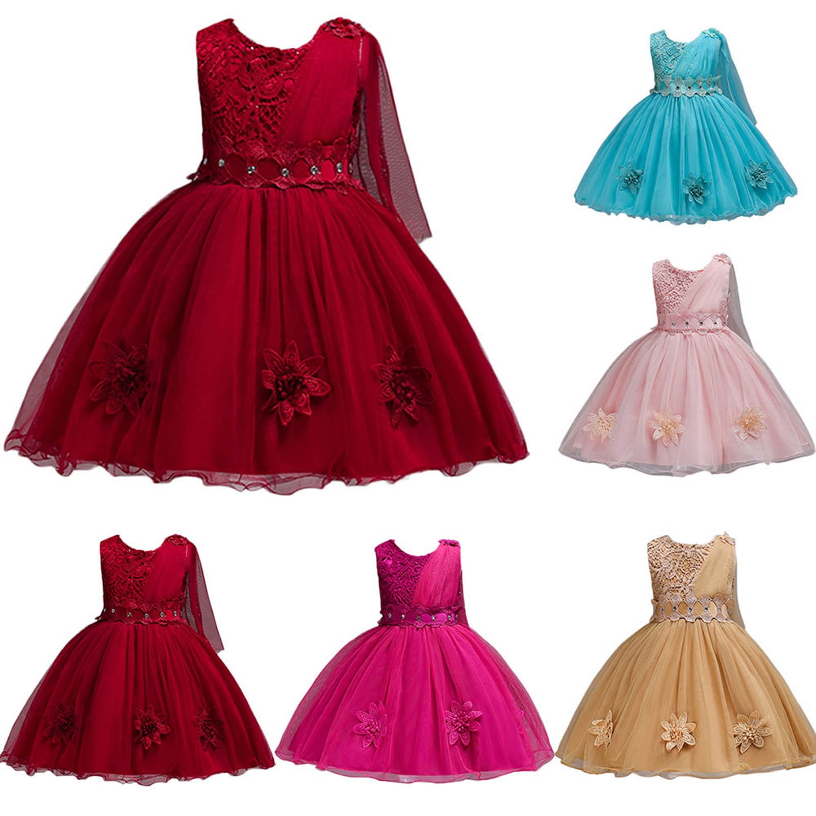 Elainilye Fashion Girl Sleeveless Embroidery Princess Pageant Dresses ...