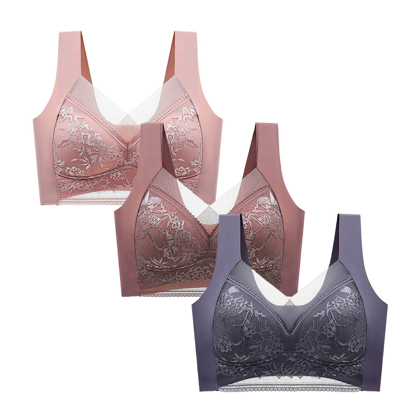 Elainilye Fashion High Support Sports Bras for Women Lace Gathered Bra ...