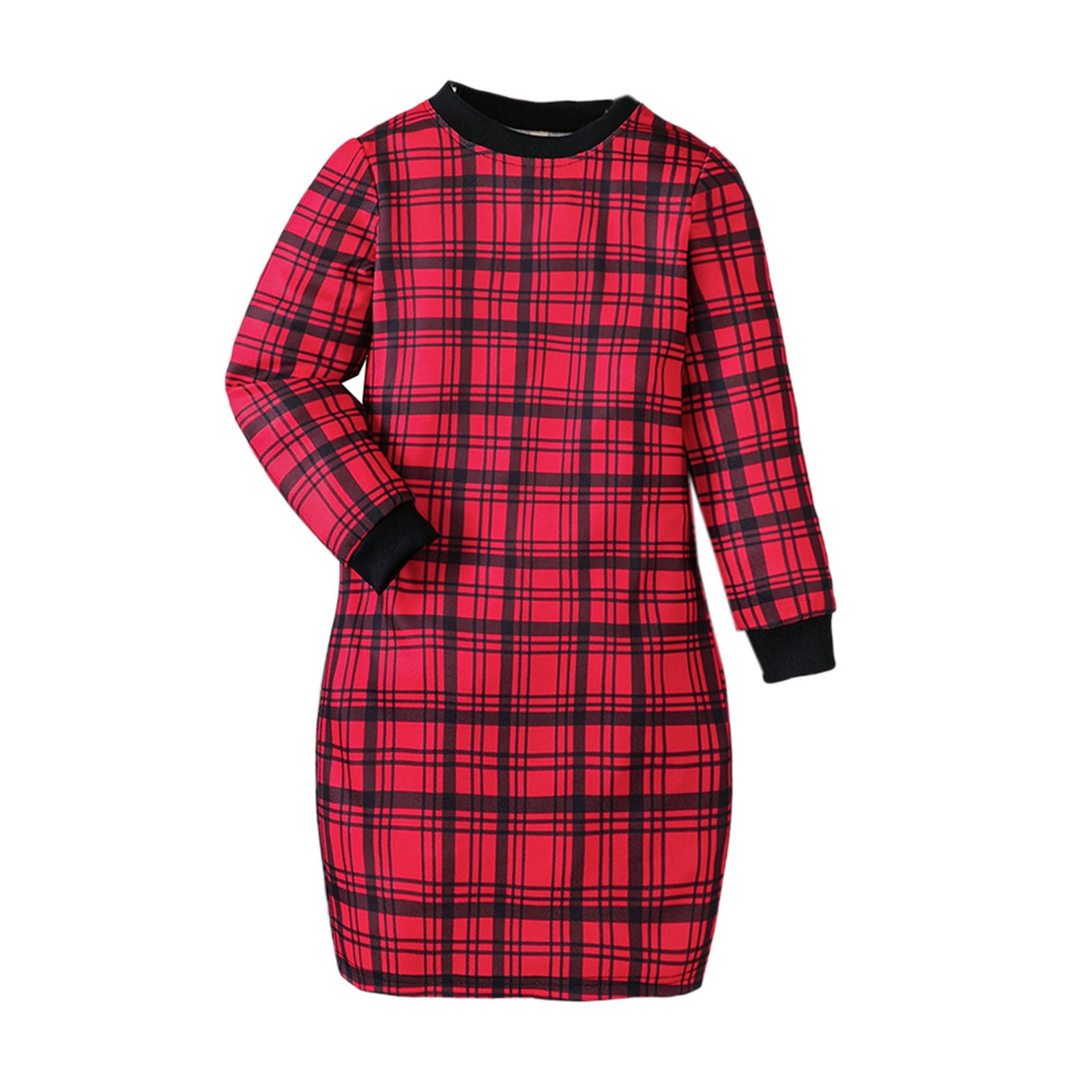 Elainilye Fashion Kids Dress Toddler Girls Plaid Dress Long Sleeve ...