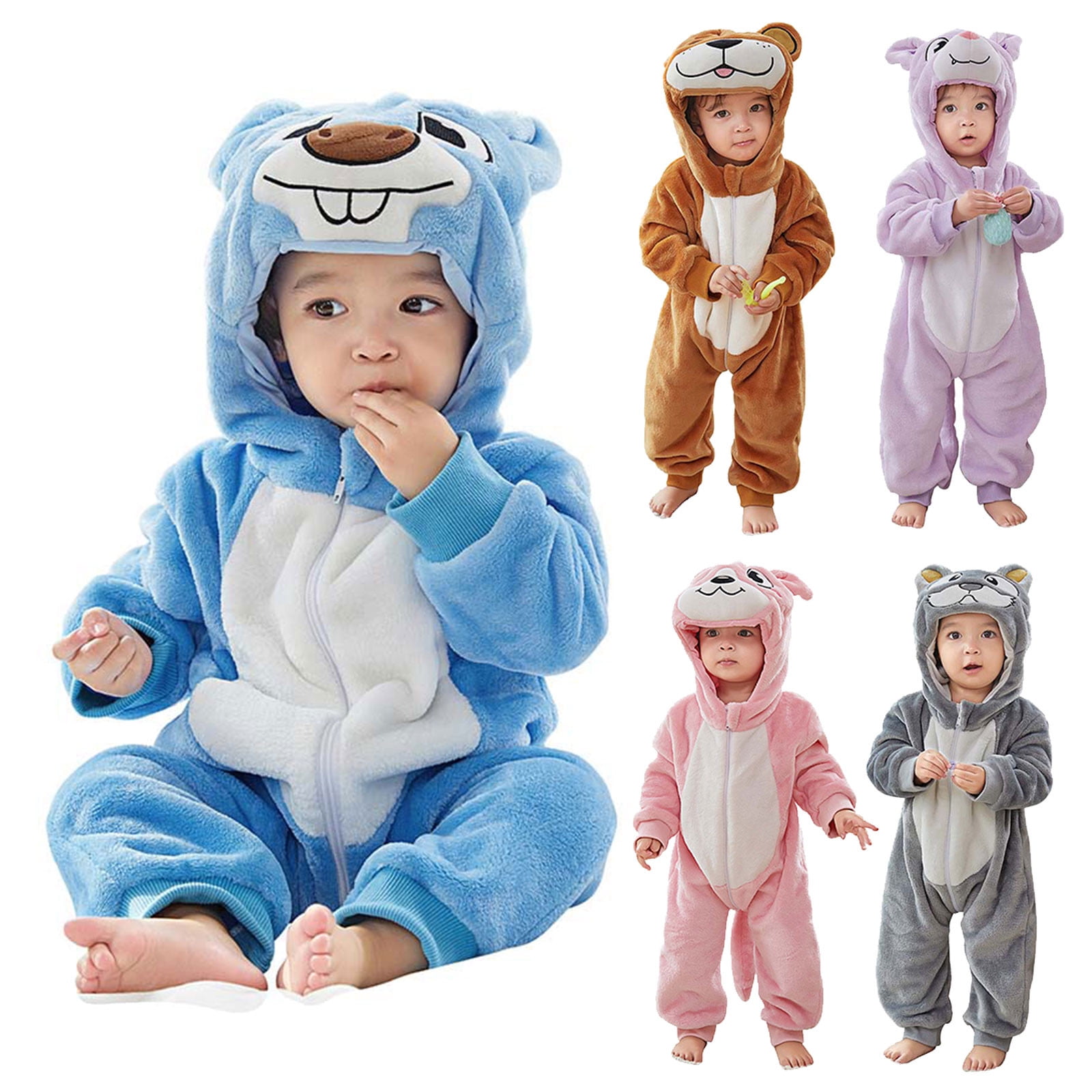 Elainilye Fashion Kids Onesie Pajamas Boys and Girls Flannel Animal One ...