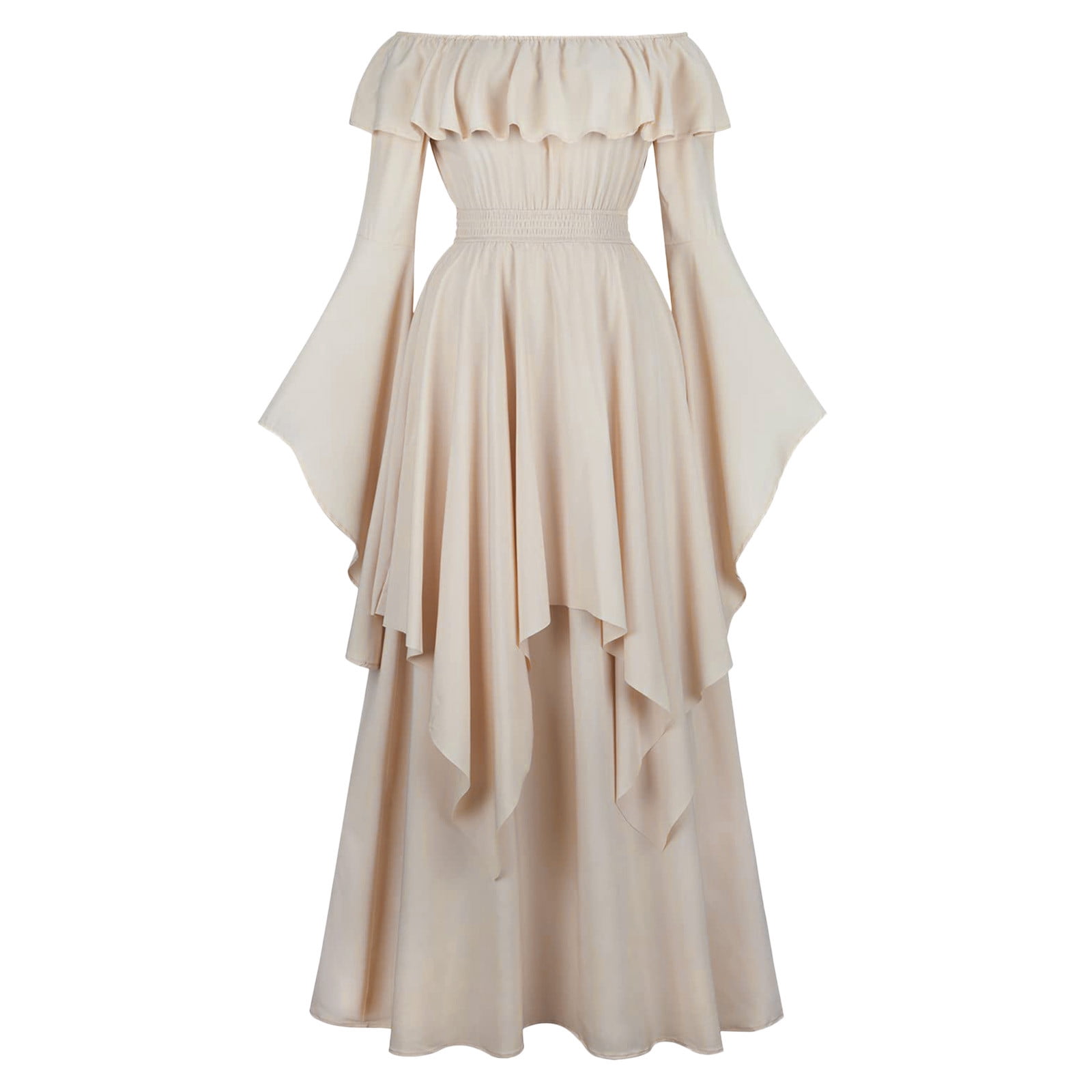Elainilye Fashion Long Dress Medieval Flare Slleve Retro Dress Corset ...