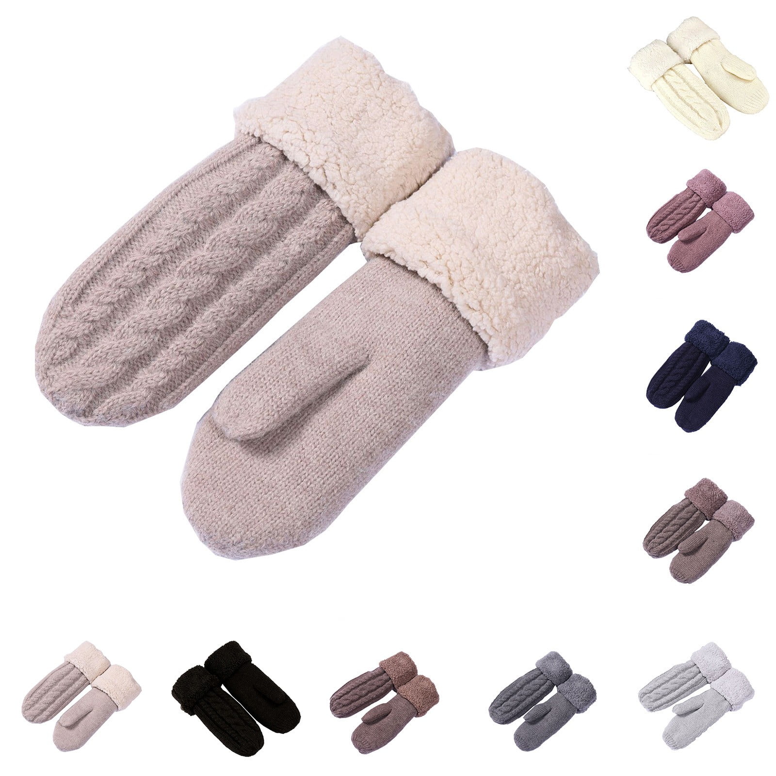 Elainilye Fashion Men's and Women's Plush Gloves Same Knitted Wool ...