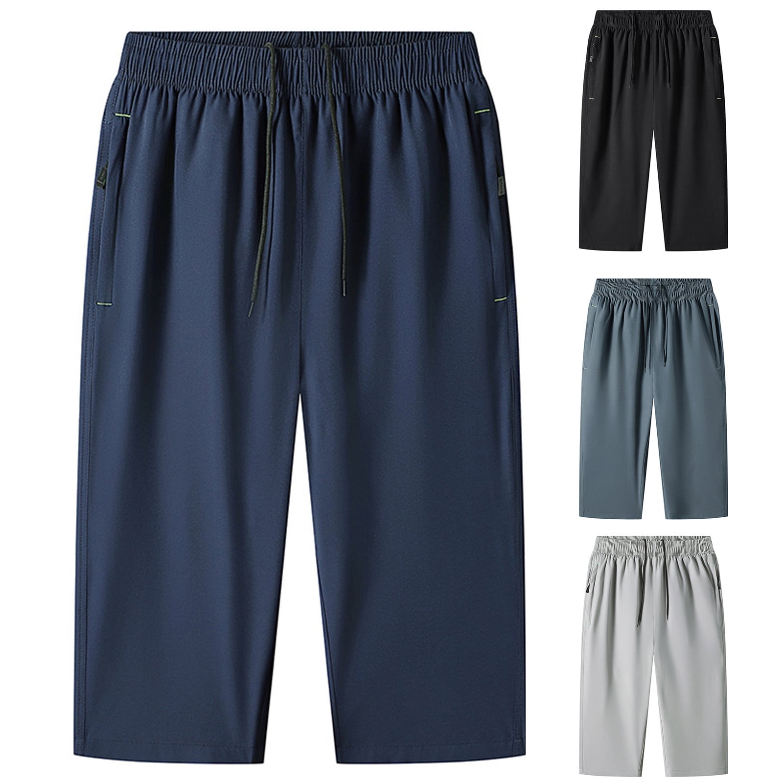 Elainilye Fashion Mens Shorts Plus Size Drawstring Elastic Waist Pocket ...