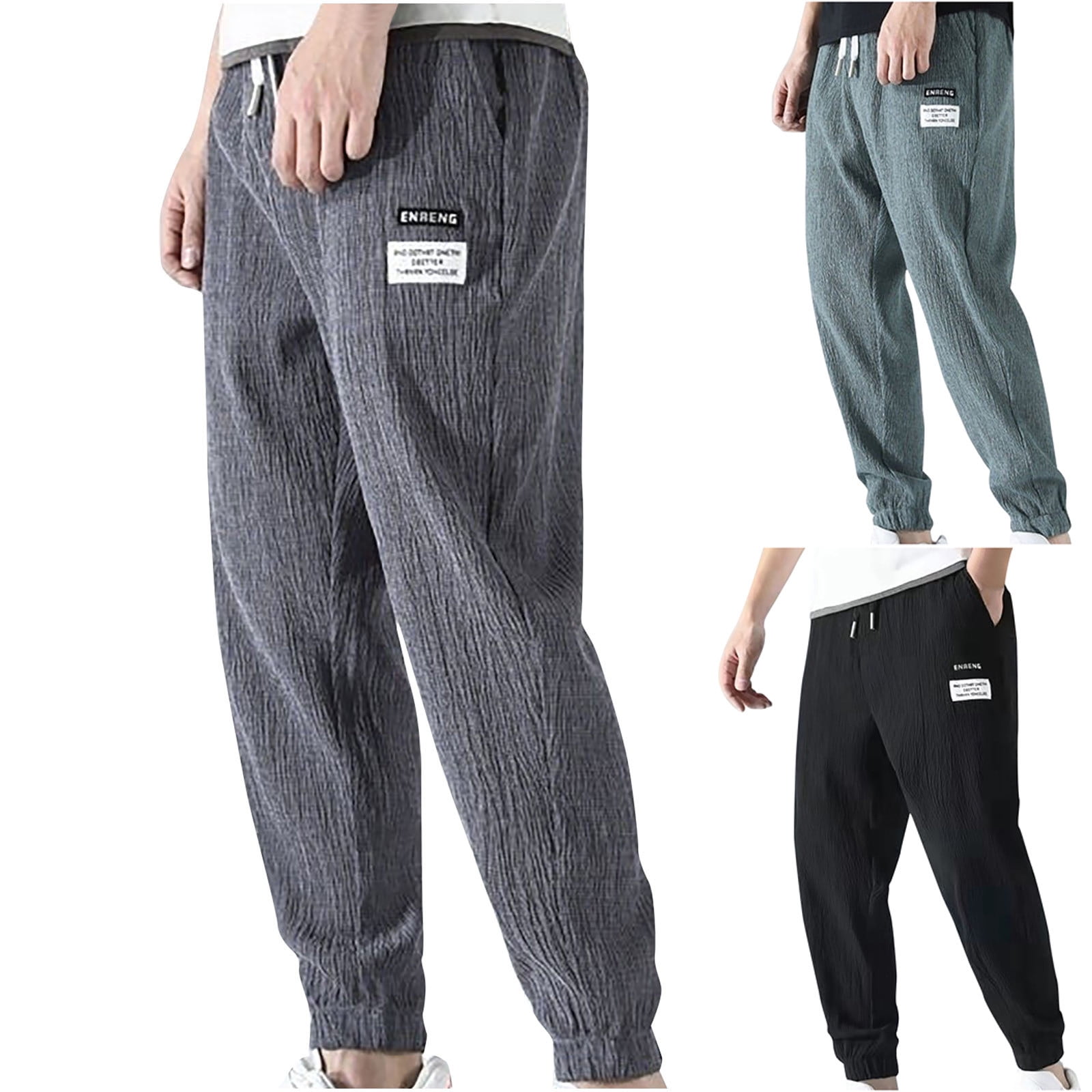 Elainilye Fashion Mens Sweatpants Casual Summer Slim Pants Plain Print ...