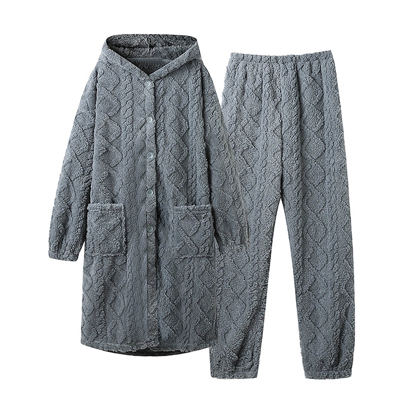 Elainilye Fashion Pajama Set For Women Flannel Pajamas Set Long ...