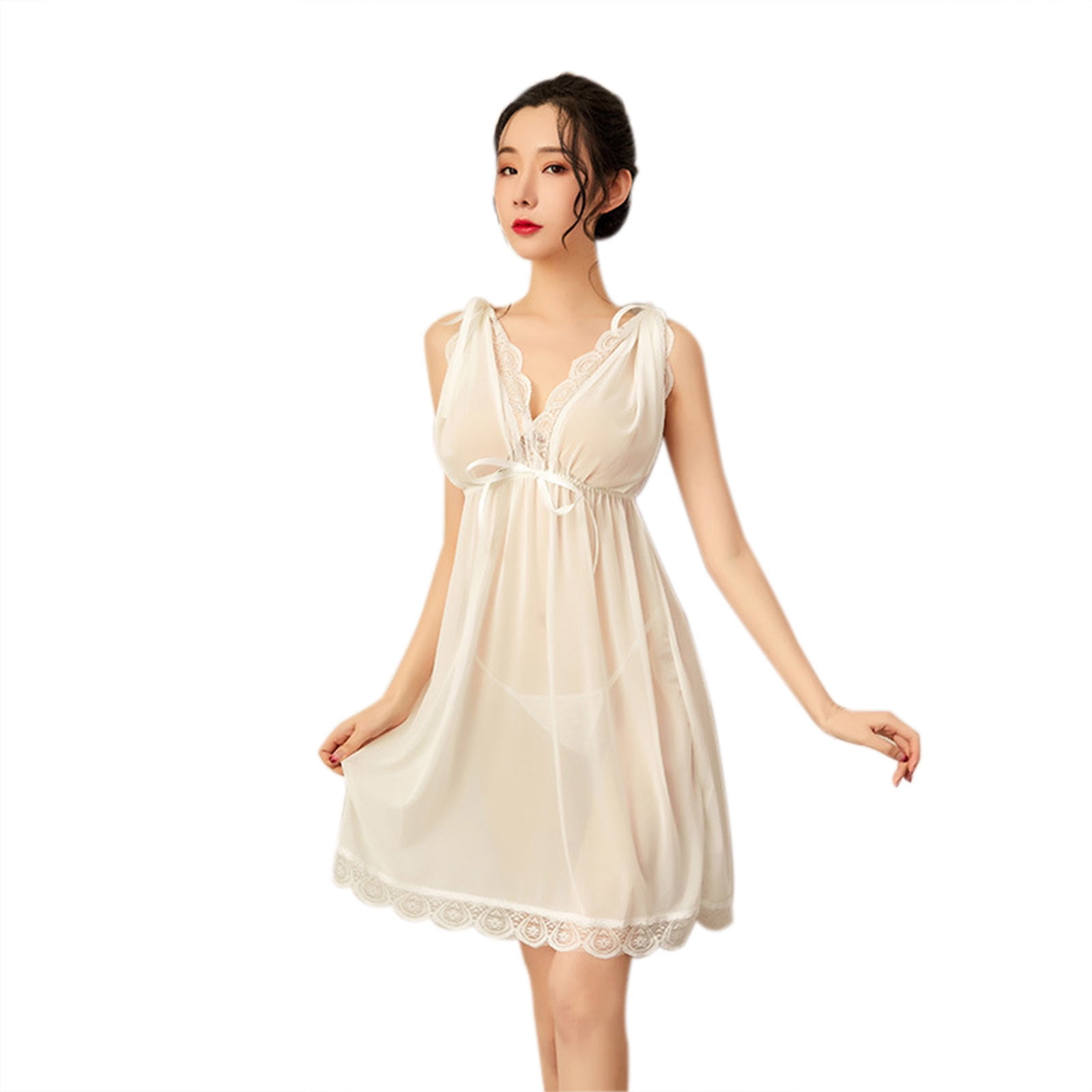 Elainilye Fashion Pajamas for Women Lace Transparent Small Chest ...