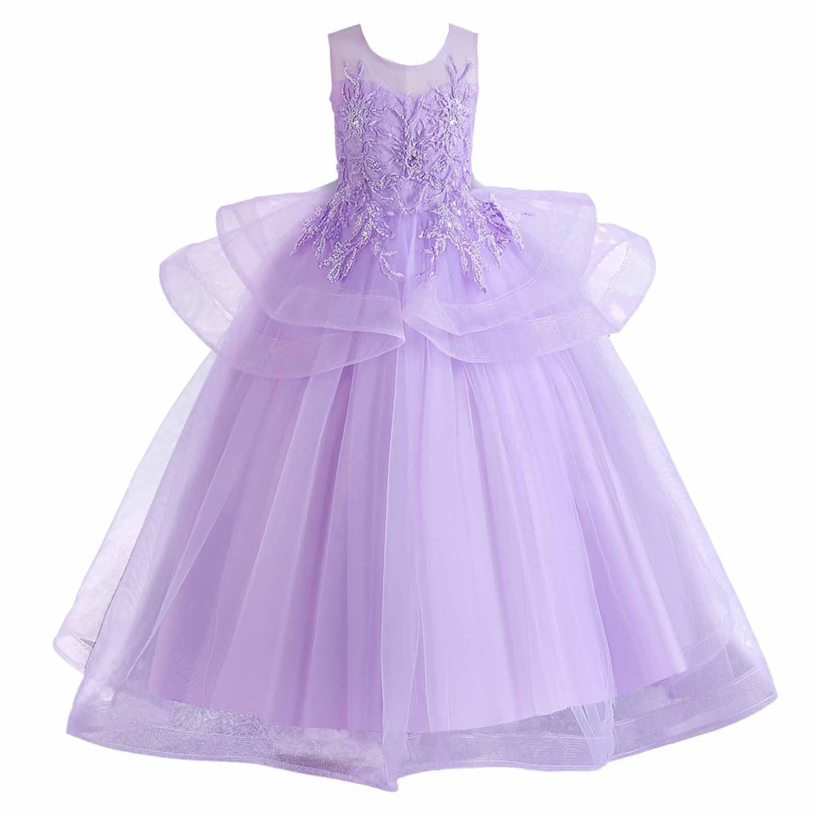 Elainilye Fashion Princess Dress for Girls Embroidery Gauze Dress ...