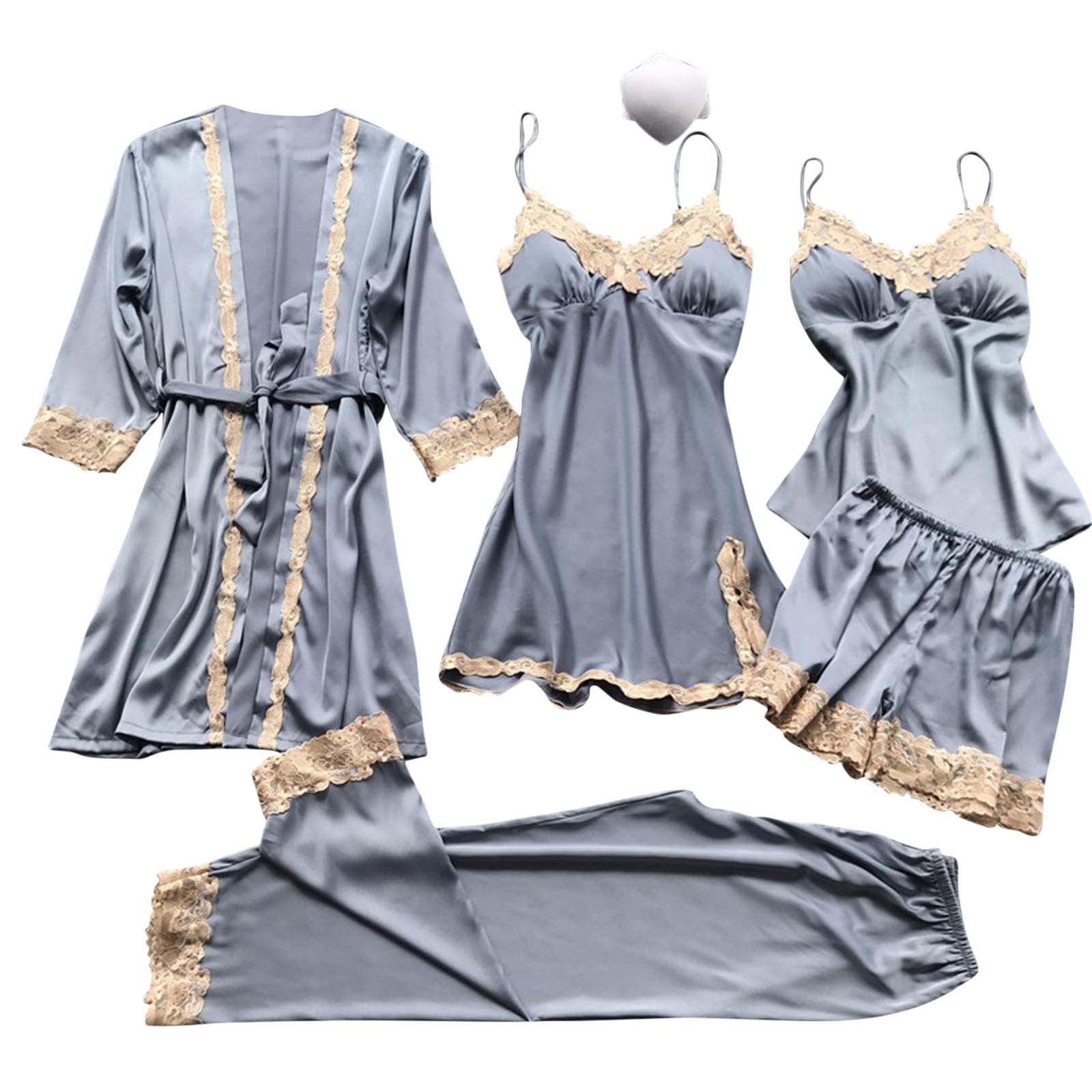 Elainilye Fashion Robes For Women Lingerie Silky Lace Robe Dress With ...