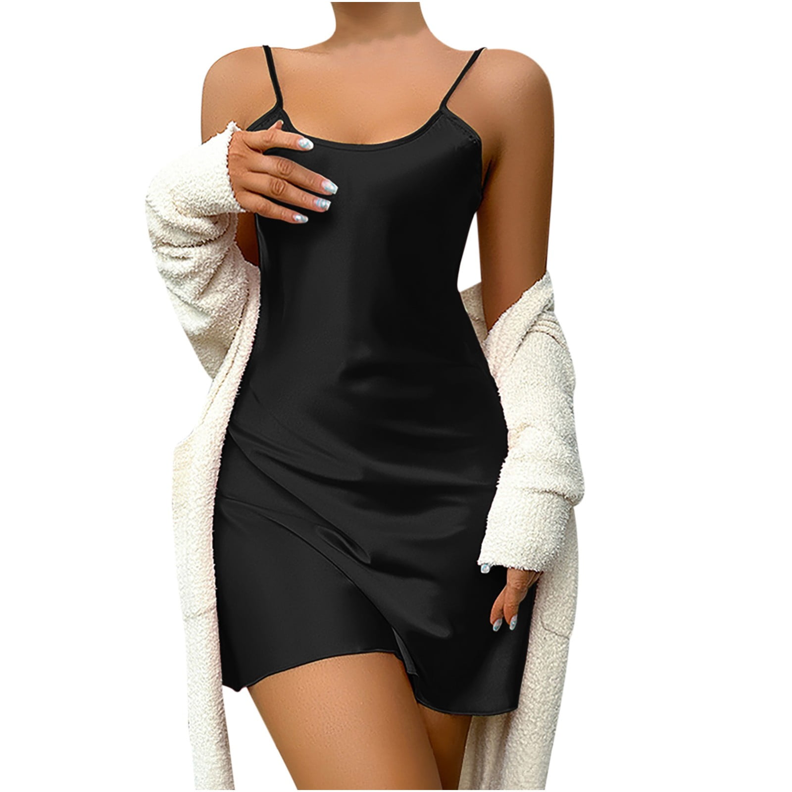 Elainilye Fashion Silk Pjs for Women Set Sexy Short Backless Fork ...