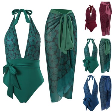 Beachjoy Bikini Swimsuit One Piece Monokini, Twisted Sheer Printed ...