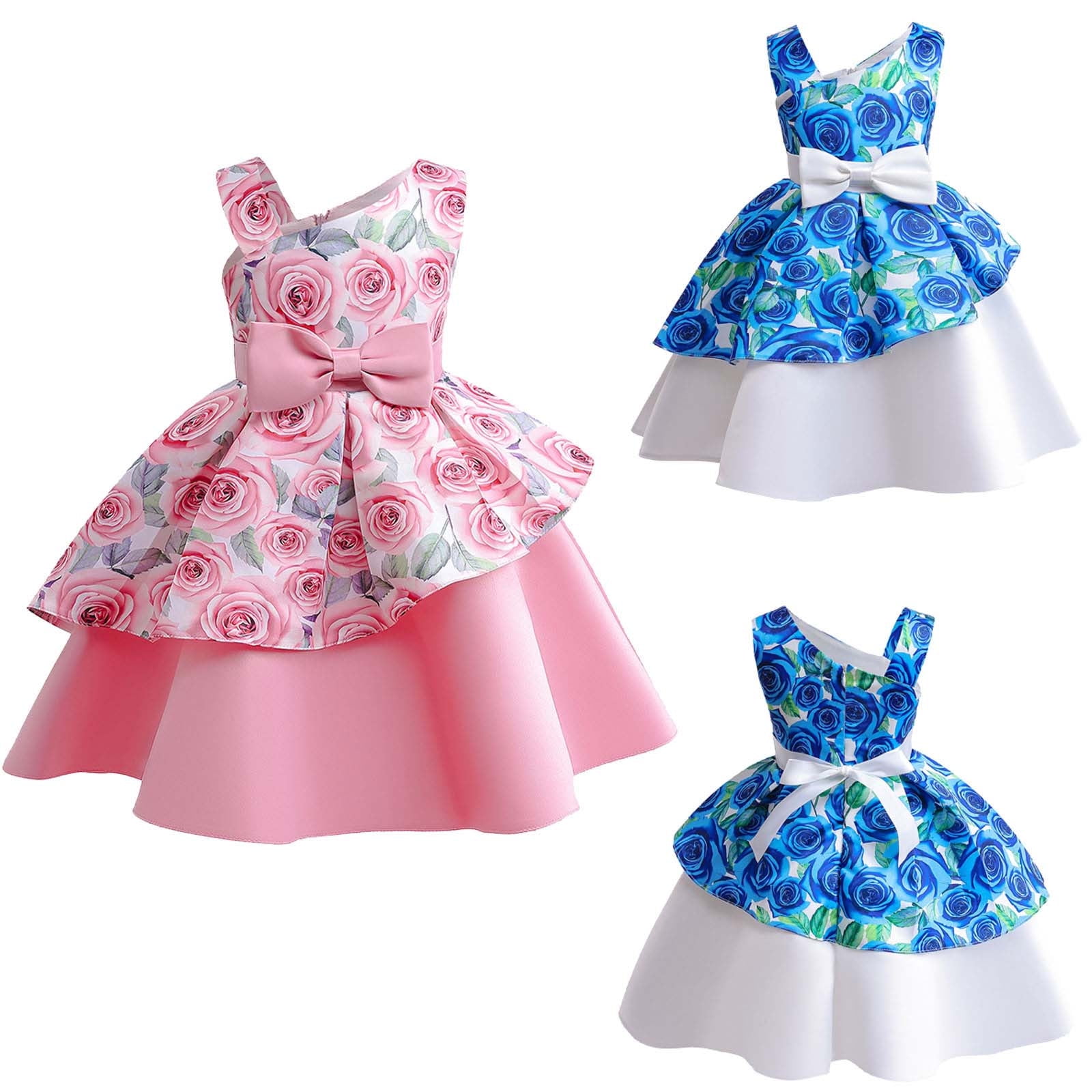 Elainilye Fashion Toddler Girls Princess Dress Satin Bowknot Flower ...