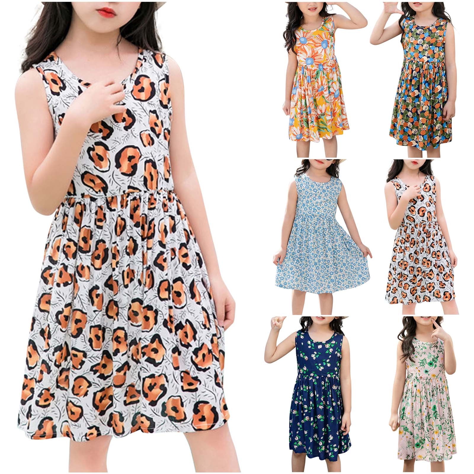 Elainilye Fashion Toddler Girls Summer Dress Sleeveless Boho Dress ...