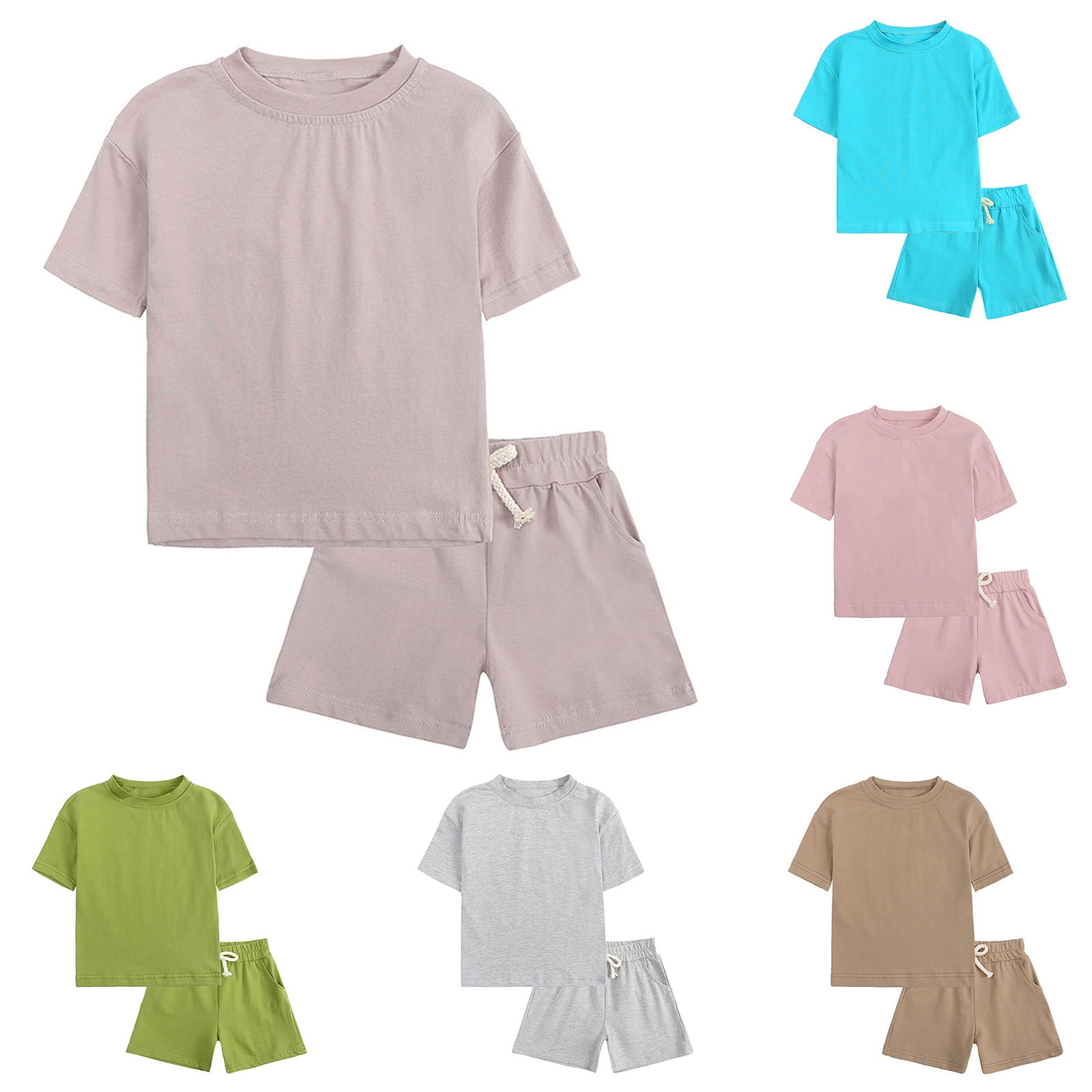 Elainilye Fashion Toddler Pajamas Set Boys Girls Cute Plain Soft Short ...