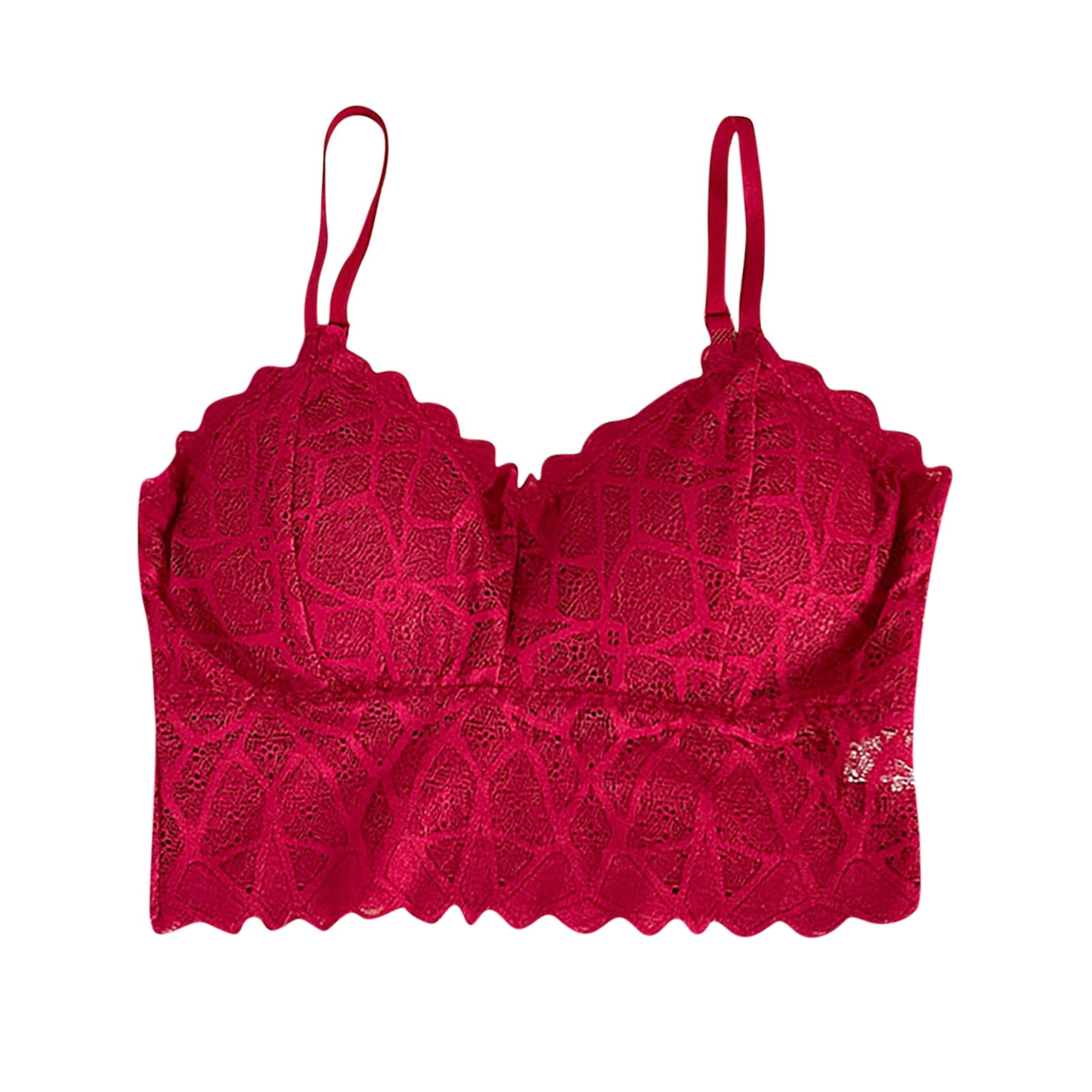 Elainilye Fashion Wireless Bra Solid Color Lace Strap Vest Padded ...