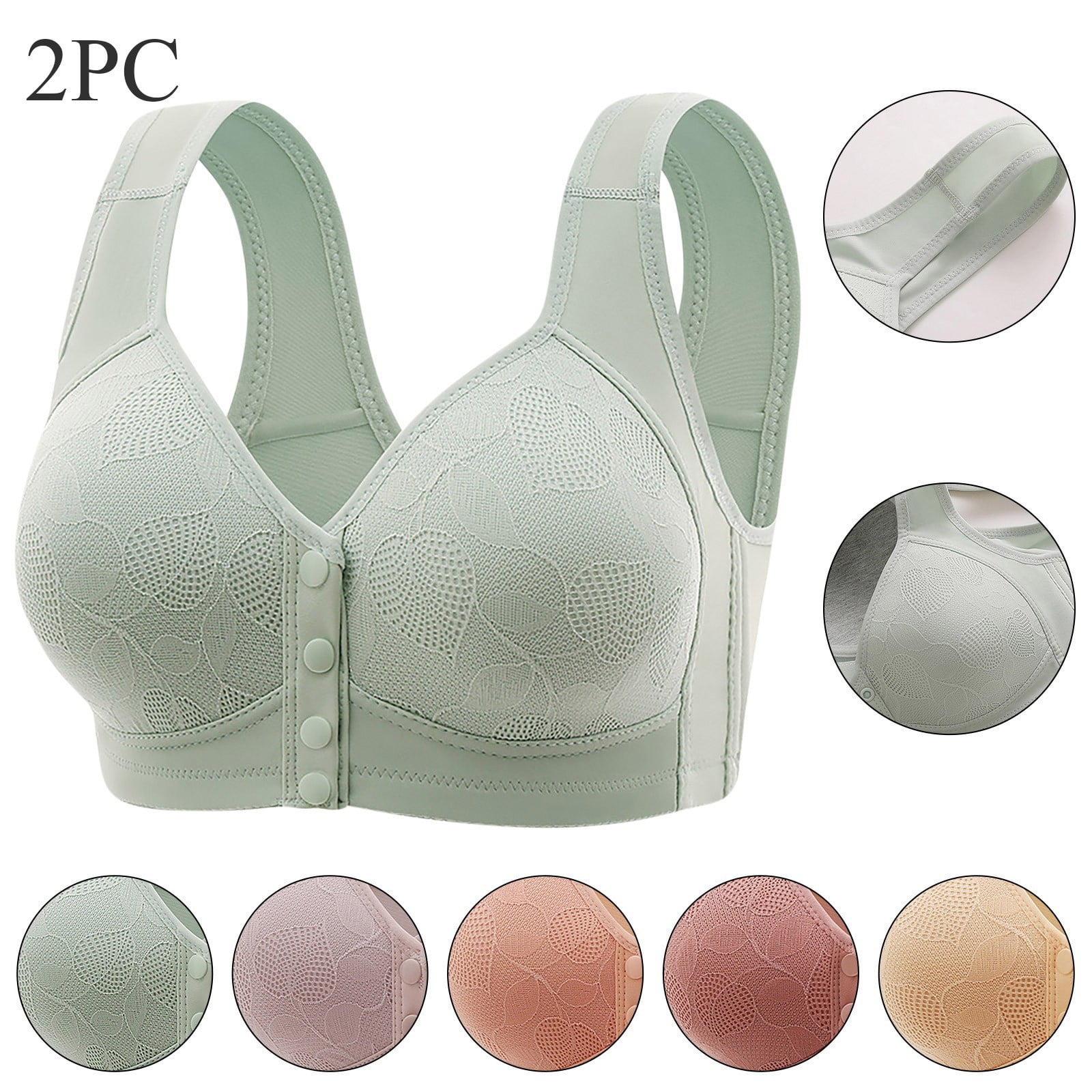 Elainilye Fashion Wireless Pushup Bra for Women 2 Pcs Oversized and ...