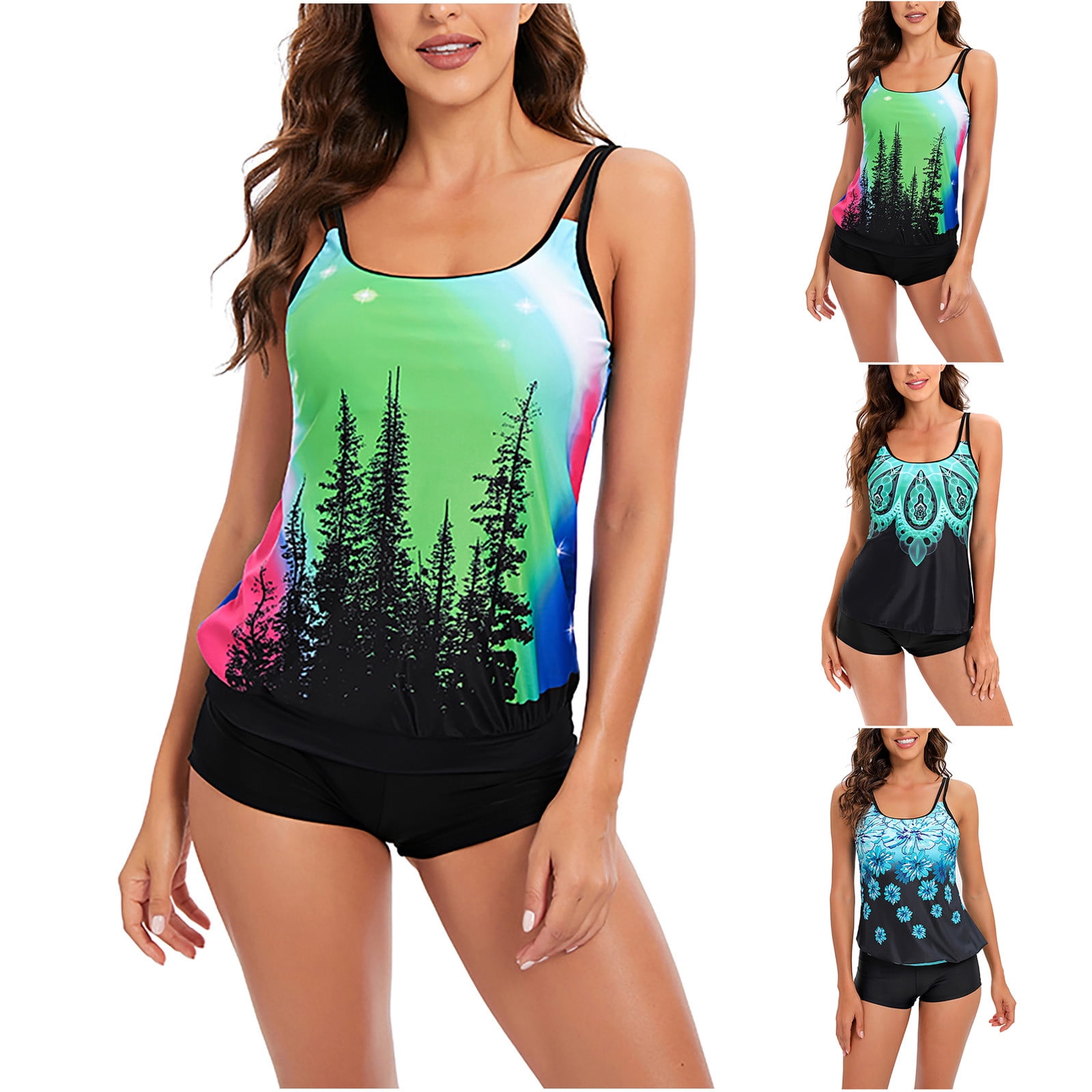 Elainilye Fashion Women's Tankini Swimsuits Casual Sling Sexy Printing ...