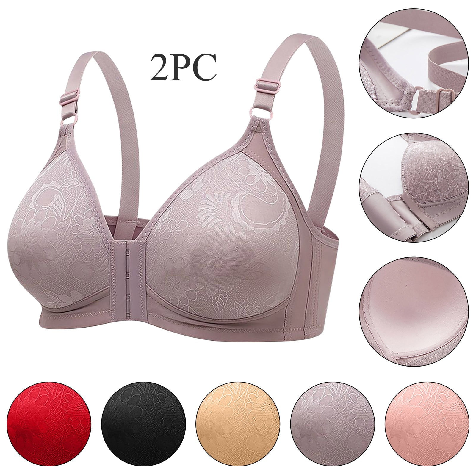 Elainilye Fashion Womens Bras No Underwire Full Support Bra 2 Pcs ...