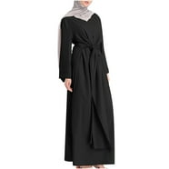 jsaierl Womens Muslim Open Front Chiffon Maxi Cardigan Abaya Robe Kaftan Loose Dress Head Wrap ...