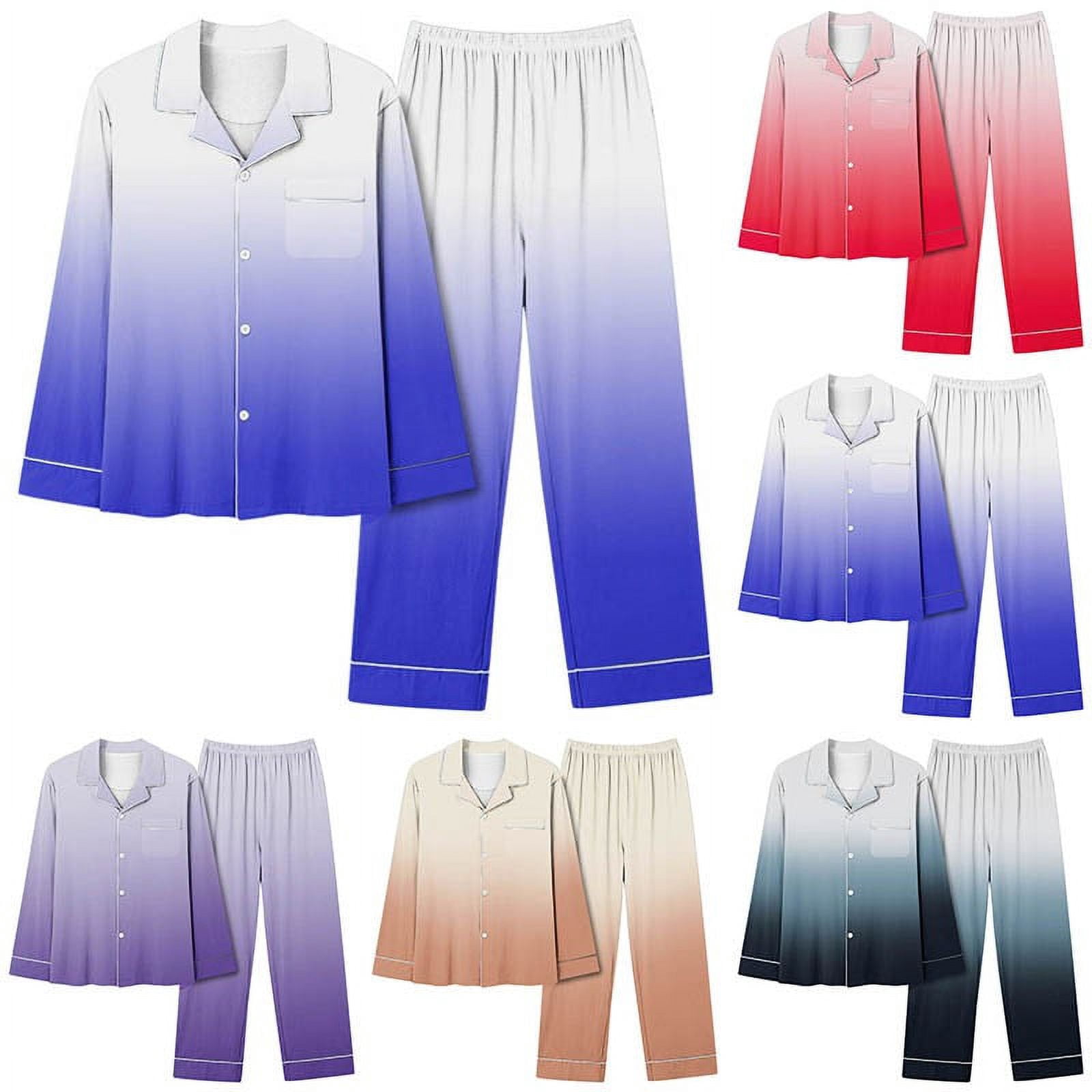 Elainilye Fashion Womens Pajama Sets Gradient Print Casual Long Sleeve ...