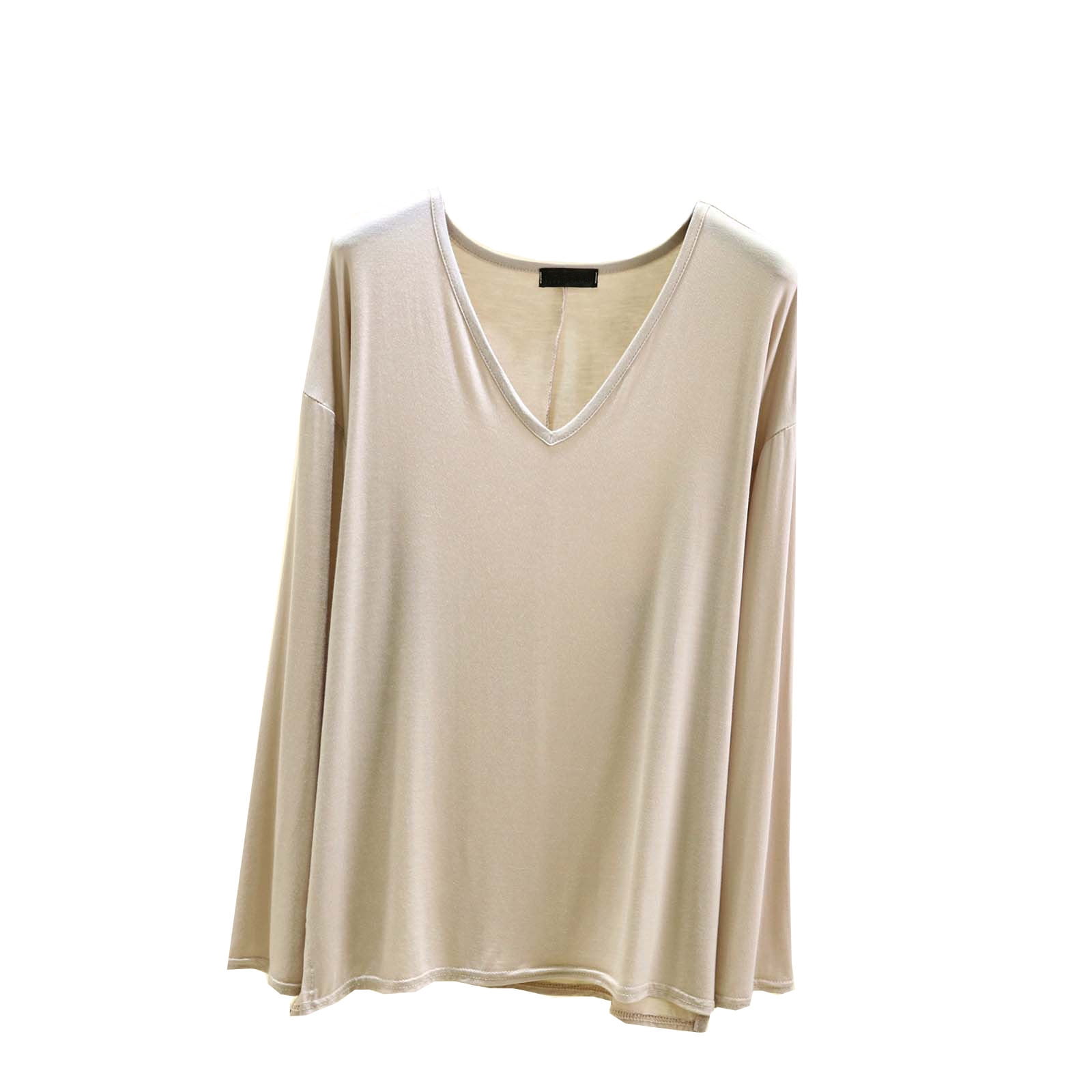 Elainilye Fashion Womens Pajamas Tops Plain Casual V-Neck Regular Short ...
