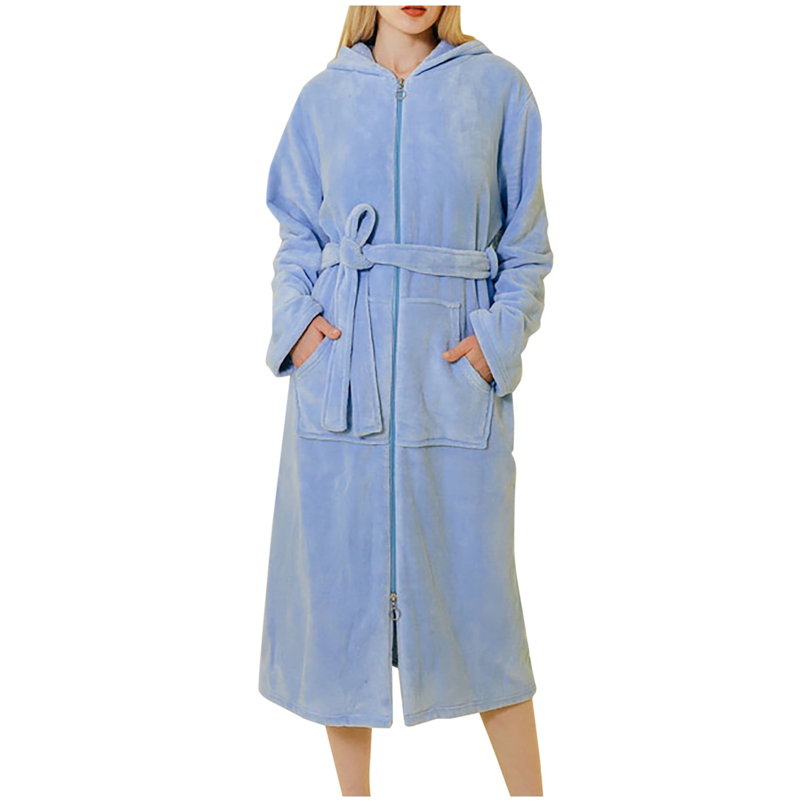 Elainilye Fashion Womens Robe Bathrobe Lengthening Keep Warm Lapel Same ...