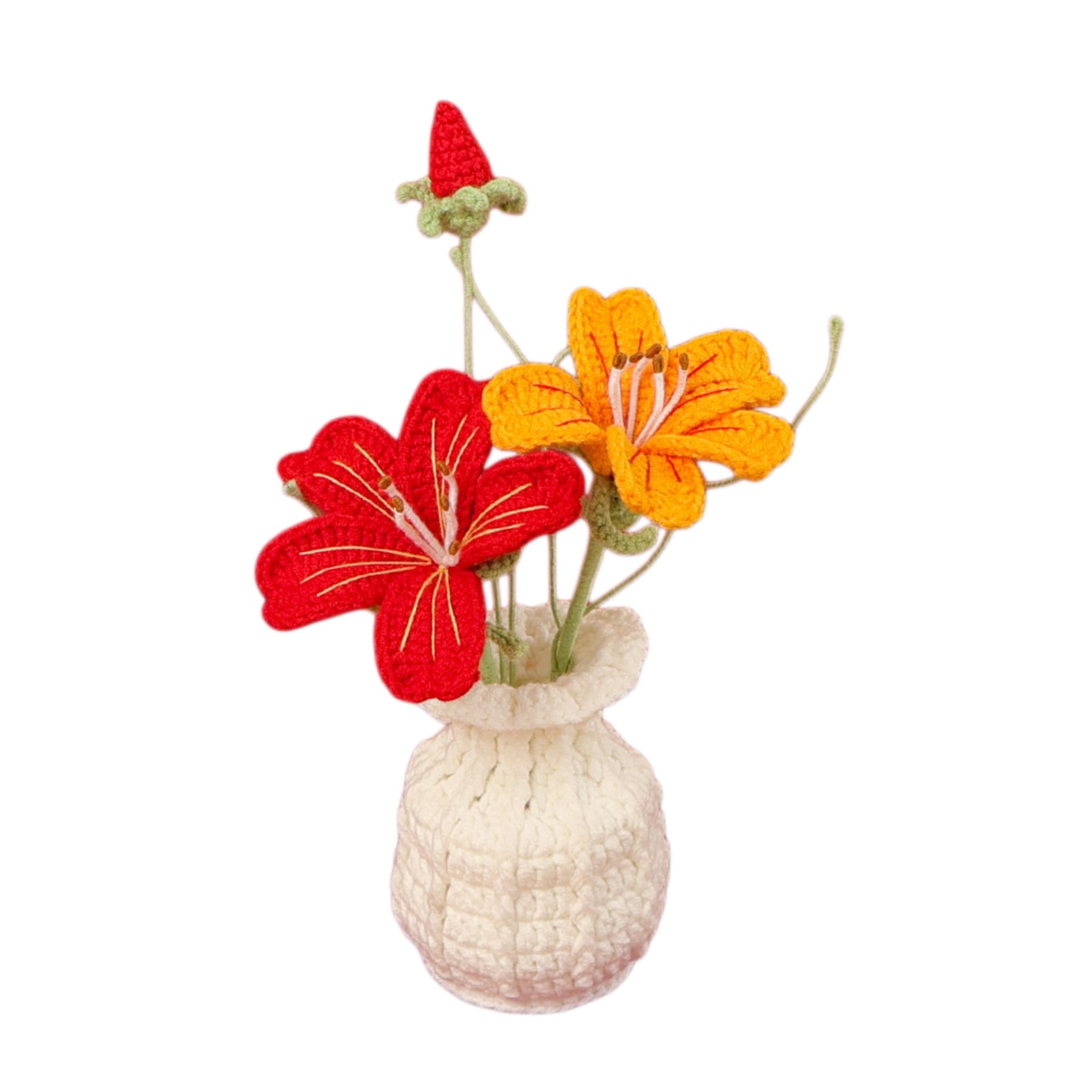 Elainilye Handmade Crochet Potted Decor, Yarn Woven Simulation Bonsai ...