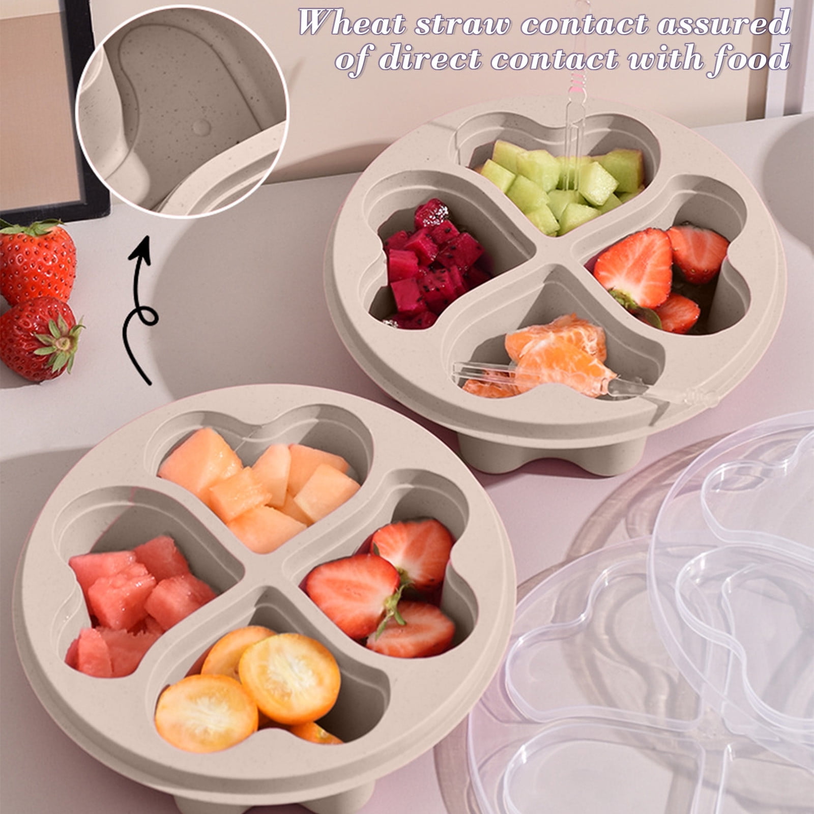 Elainilye Heart-Shaped Snack Box with Straw and Multi Compartments ...