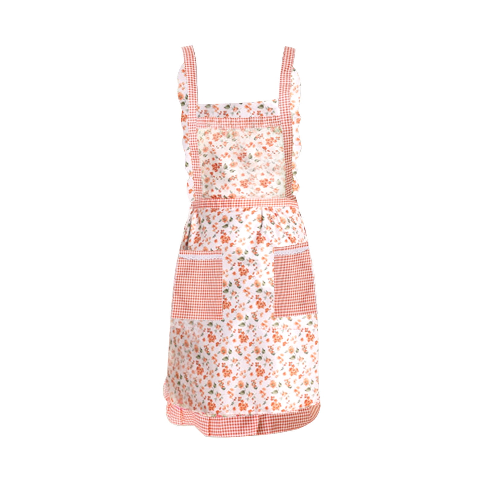 Elainilye Kitchen Apron, Adjustable Floral Print Bib Apron with Deep ...