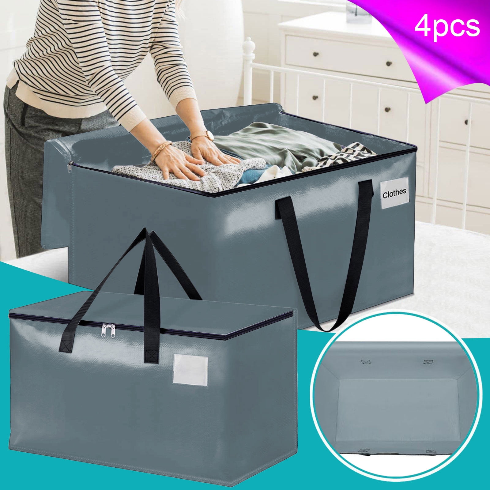 Elainilye Large Foldable Storage Bags 4-Pack, Space Saving Clothes and ...