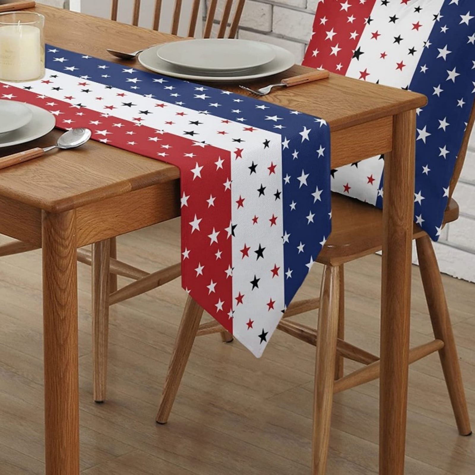 Elainilye Linen Independence Day Table Flags with Colorful Striped ...
