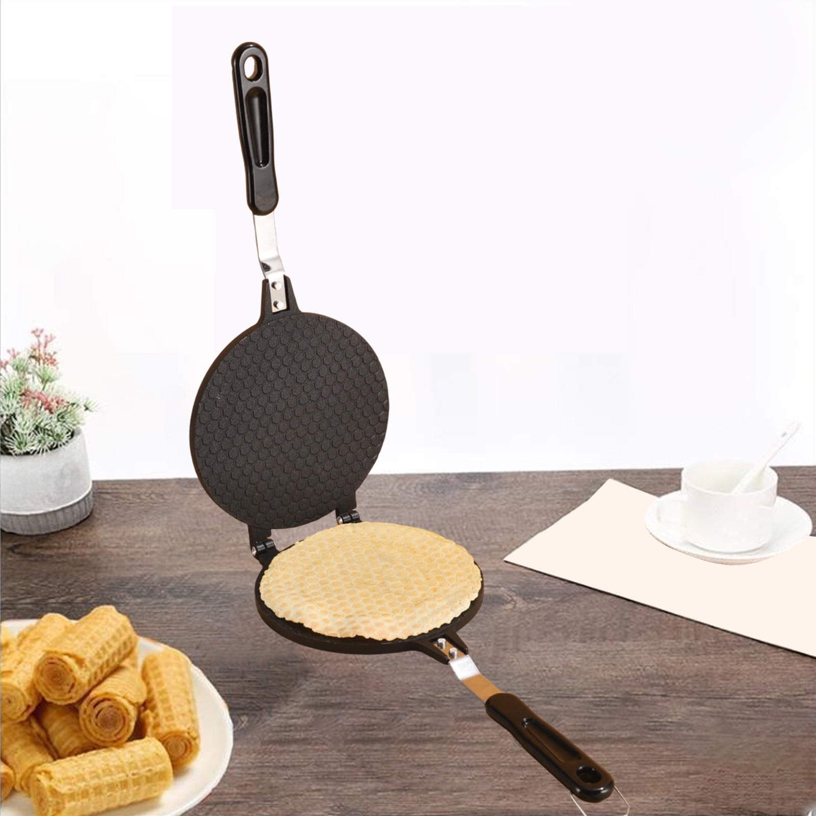 Elainilye Non-Stick Egg Roll Maker, Aluminum Alloy Waffle Cone Ice ...