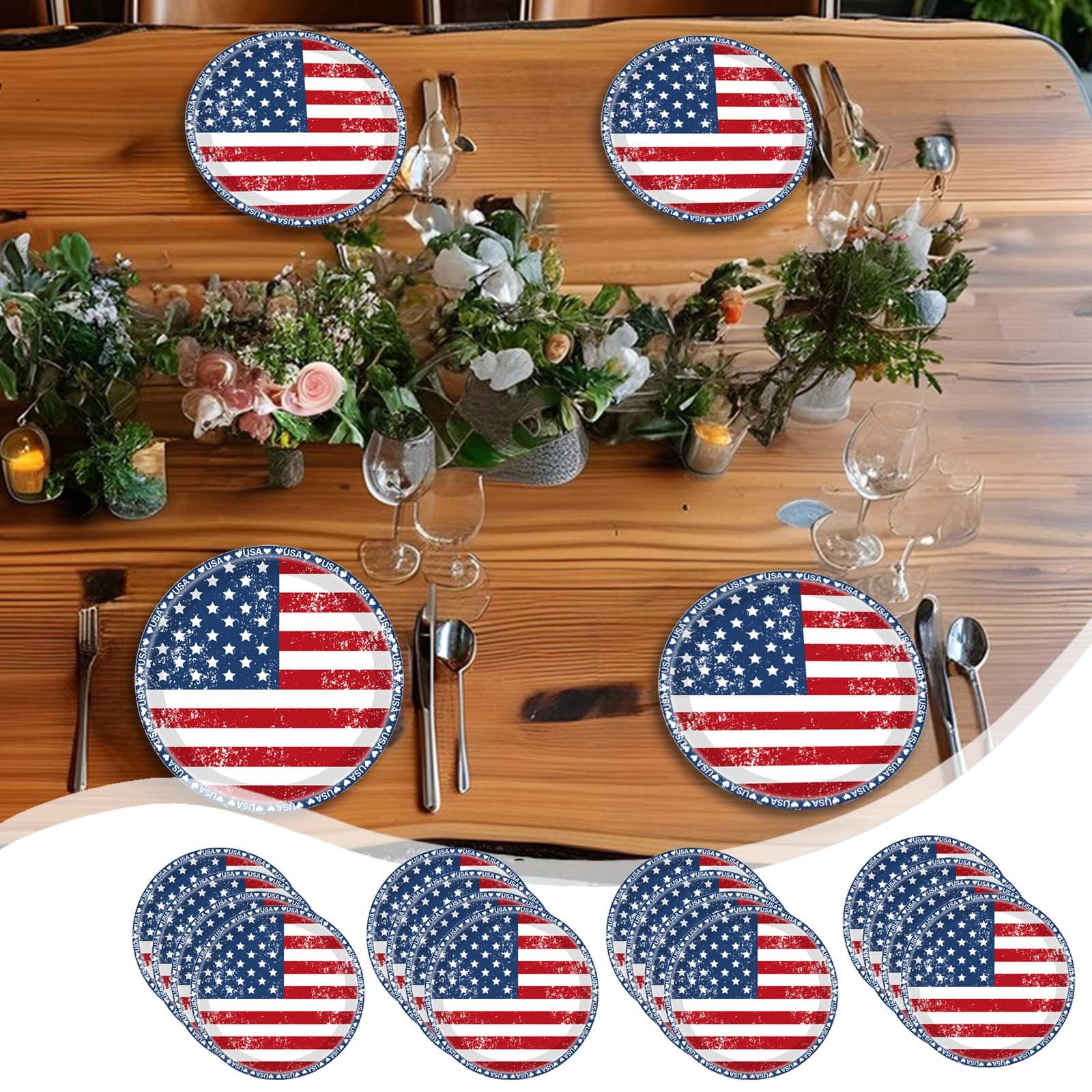 Elainilye Patriotic Independence Day Party Supplies, Disposable ...