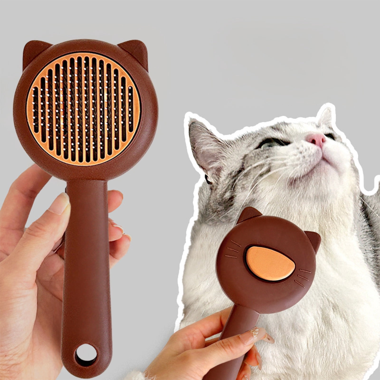 Elainilye Pet Comb for Dogs and Cats, Self-Cleaning Needle Comb for ...