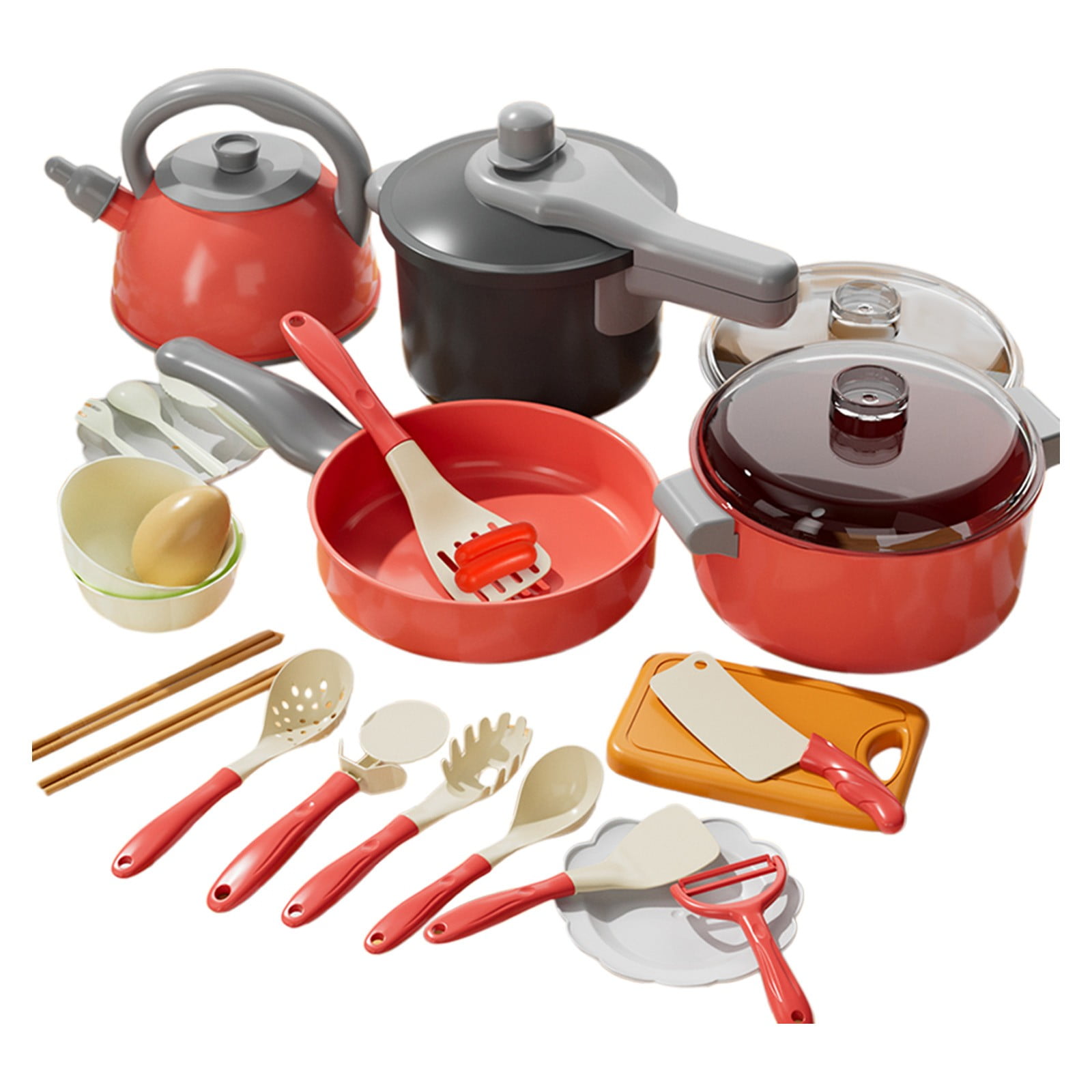 Elainilye Play Kitchen Set, Pretend Cutting Toy Safe Dishes Utensils ...