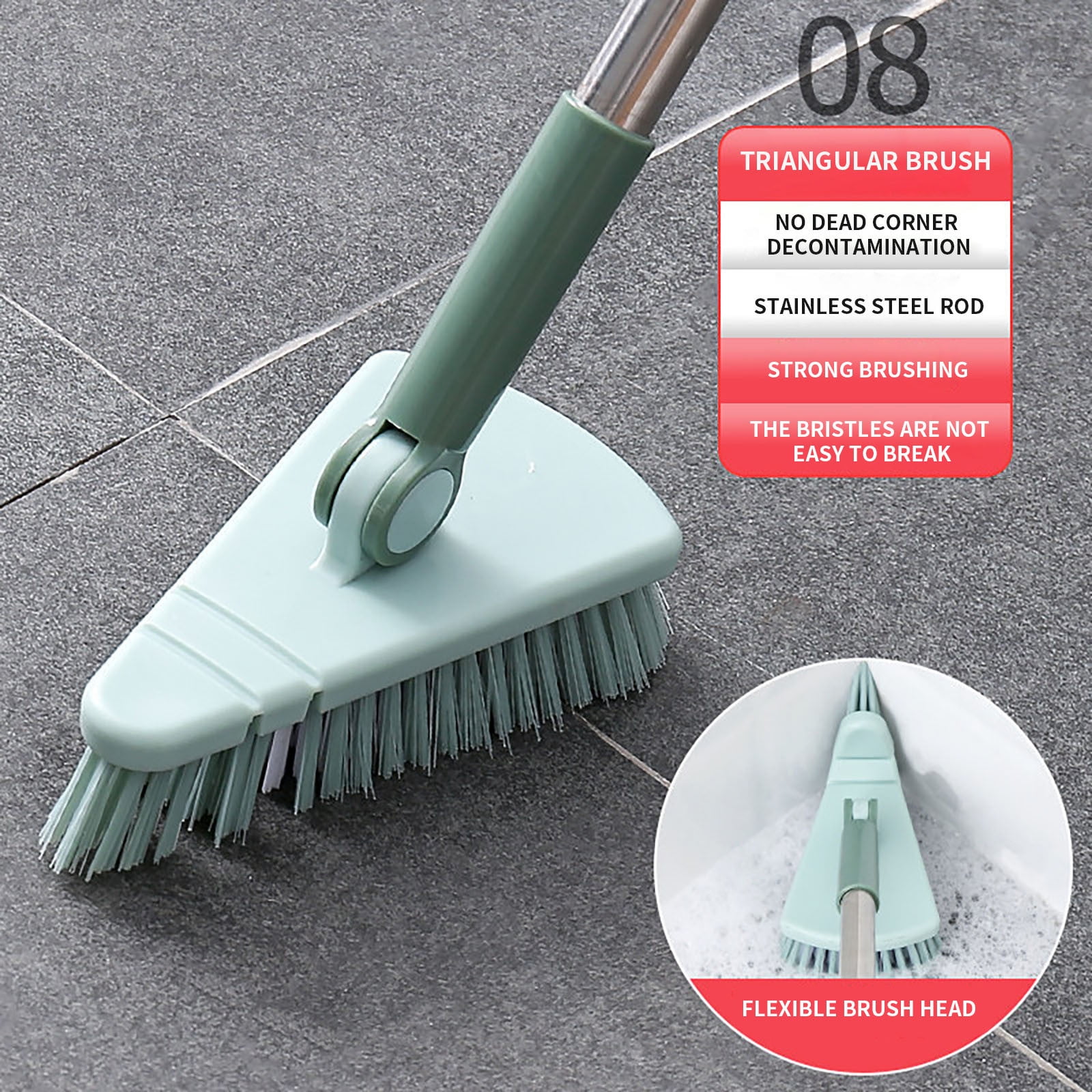 Elainilye Pool Tile Brush, Extendable Telescopic Handle Corner Grout ...