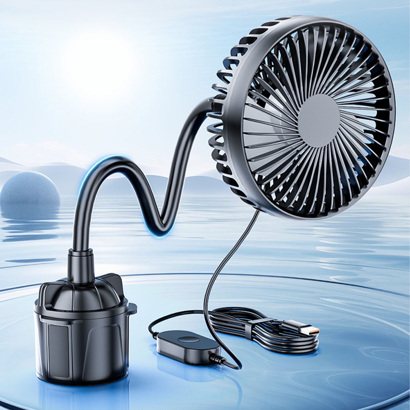 Elainilye Portable Car Fan, 3-Speed USB-Powered Cooling Fan with ...