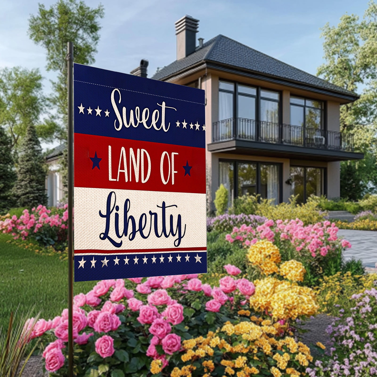 Elainilye Reversible Linen Garden Flags for Independence Day, Outdoor ...