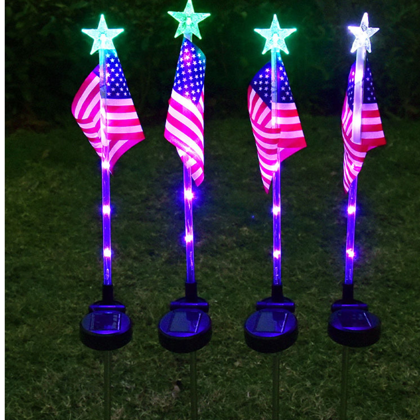 Elainilye Solar Light, Patriotic American Flag Stake Lamp for Garden ...