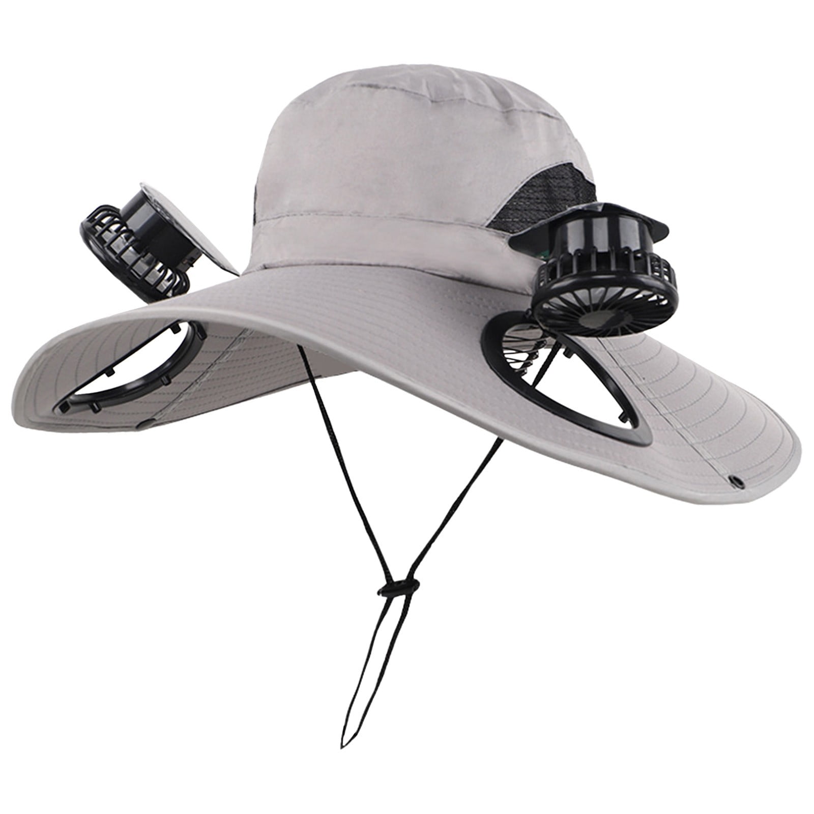Elainilye Solar-Powered Outdoor Wide Sun Hat, Built-in Double Fan ...