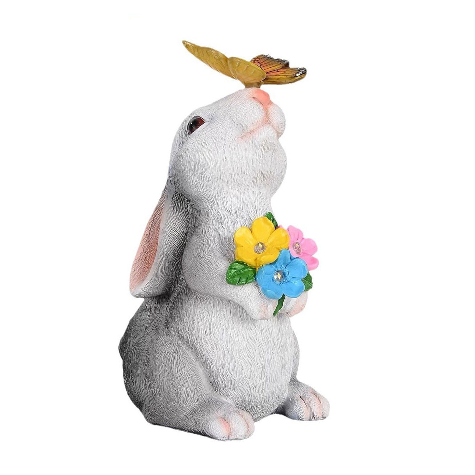 Elainilye Solar Rabbit Garden Lamp, Waterproof Outdoor Resin Statue ...