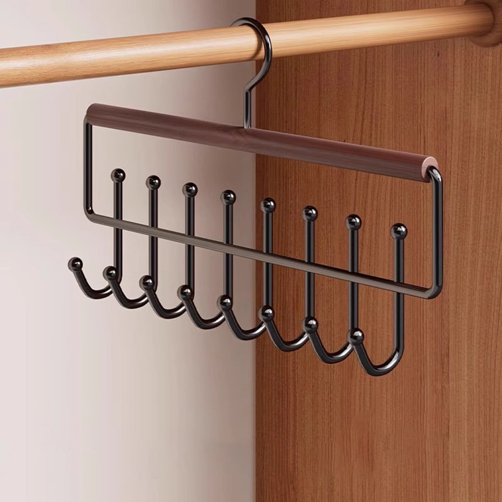 Elainilye Solid Wood Multi-Hook Hanger with 8 Rotating Arms, Underwear ...